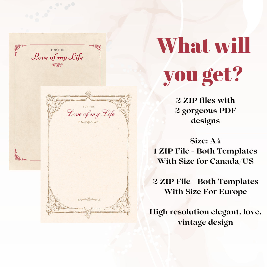 Love Letter, Love Writing Paper, Printable Stationery Paper, Valentine ...