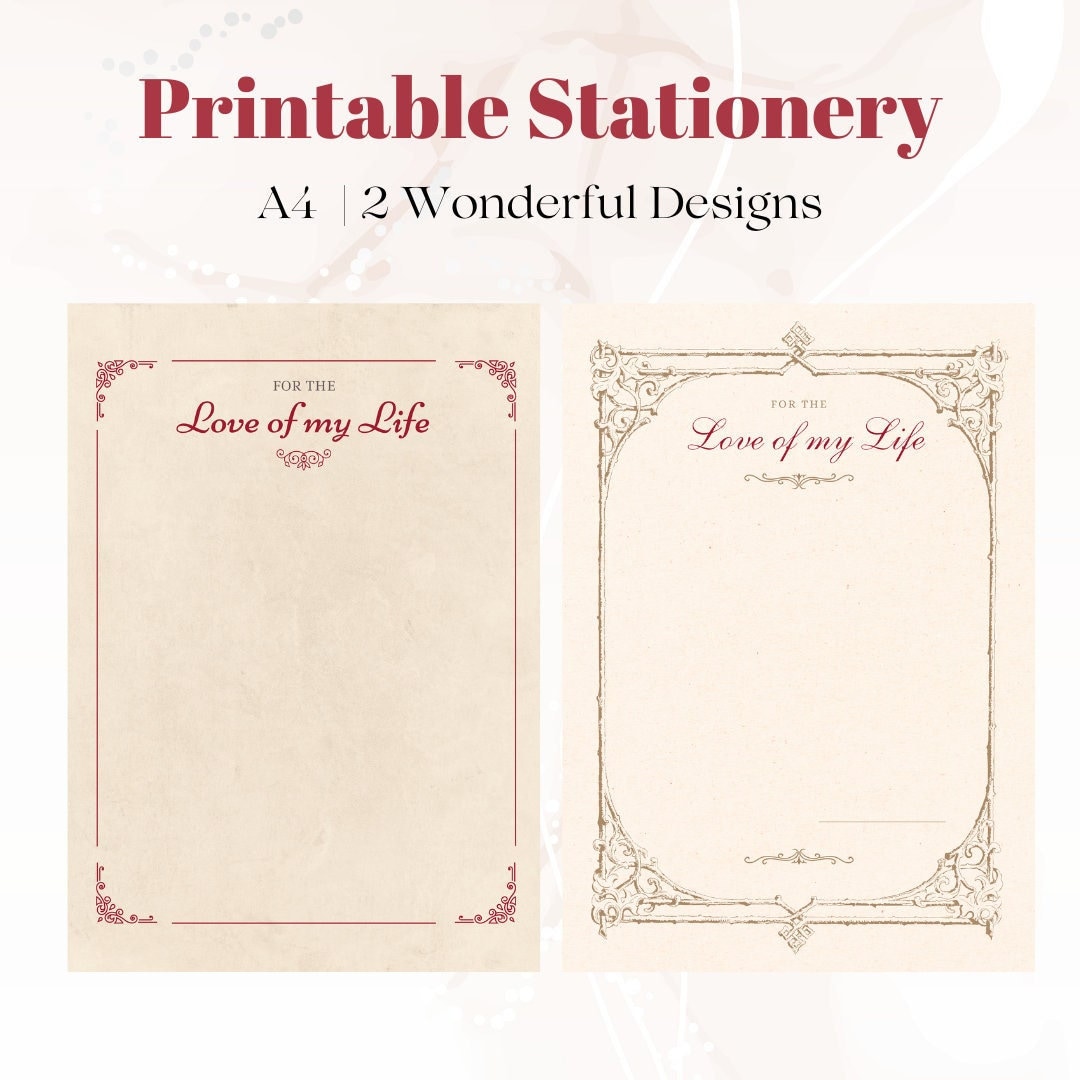 Love Letter, Love Writing Paper, Printable Stationery Paper, Valentine ...