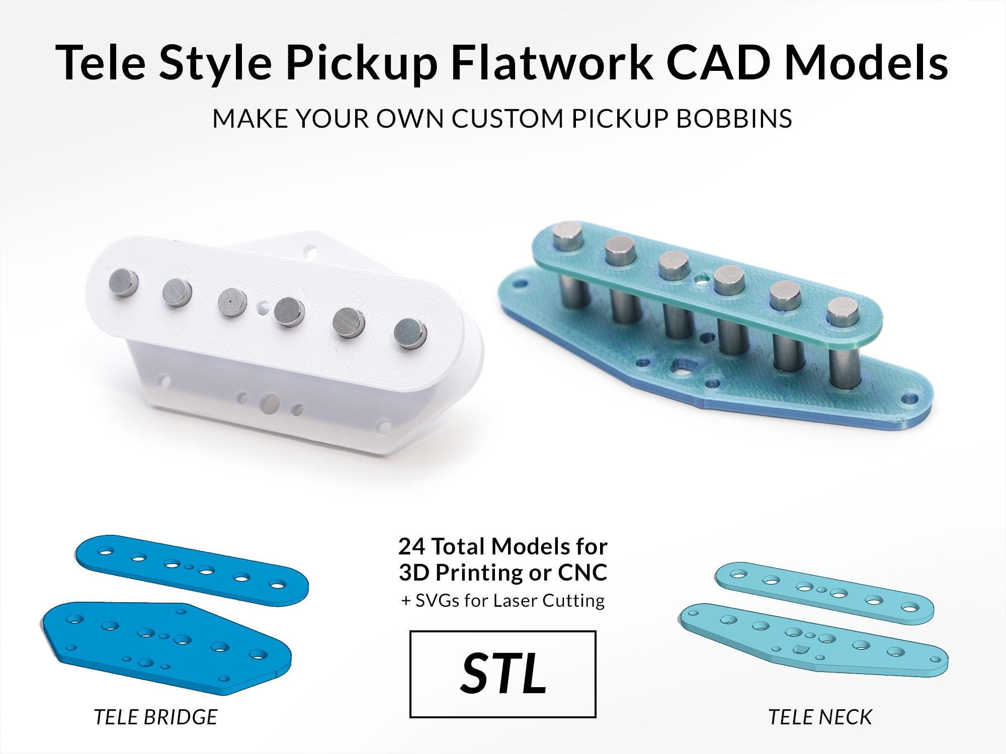 Tele Style Single Coil Pickup Flatwork CAD Models for 3D Printer, CNC ...