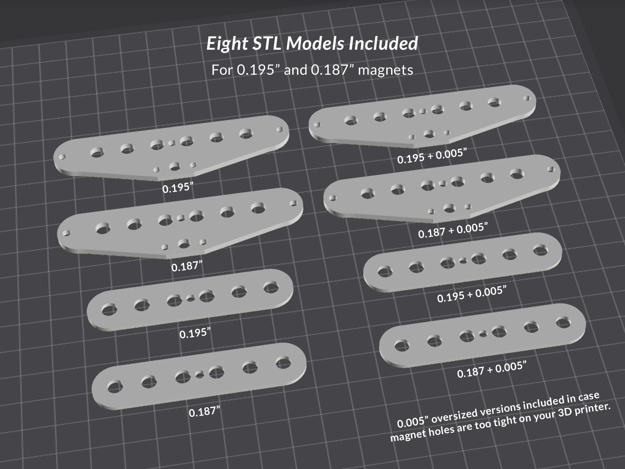 Strat Style Single Coil Pickup Flatwork CAD Models for 3D Printer, CNC ...