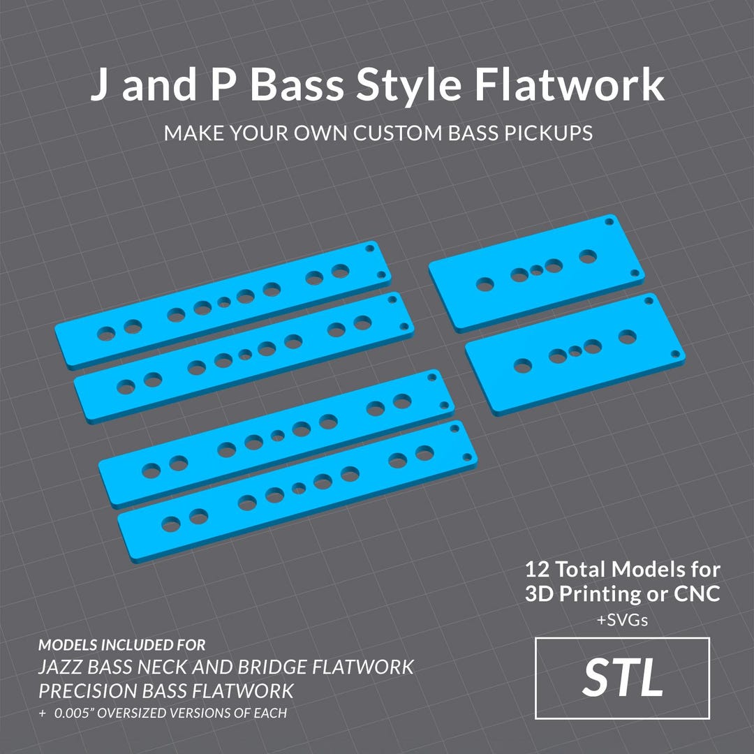 J and P Bass Style Pickup Flatwork CAD Models, STL and SVG Files - Etsy