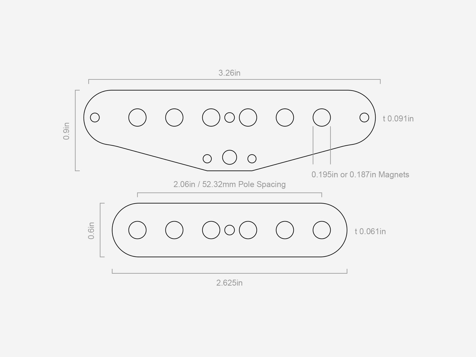 Strat Style Single Coil Pickup Flatwork CAD Models for 3D Printer, CNC ...