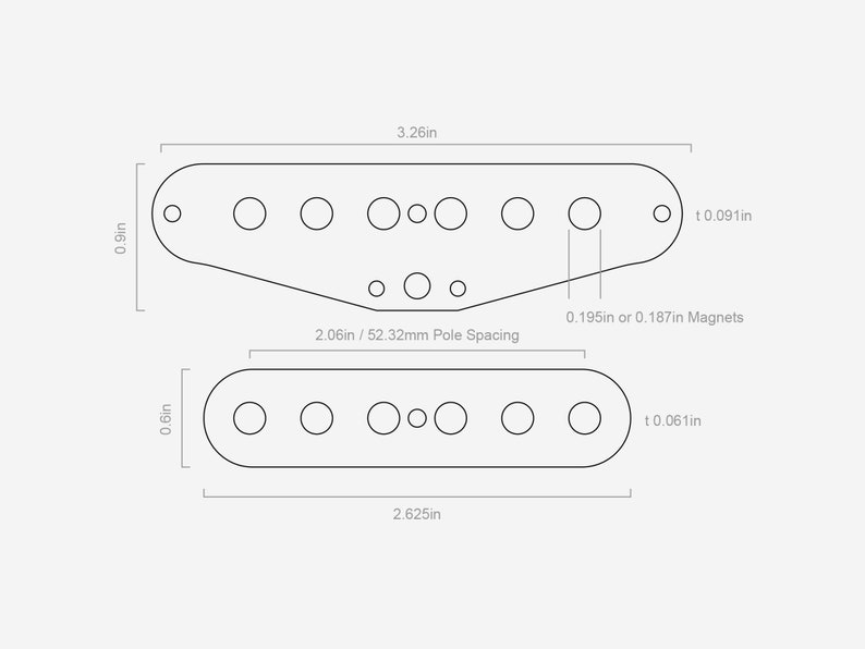 Strat Style Single Coil Pickup Flatwork CAD Models for 3D Printer, CNC ...