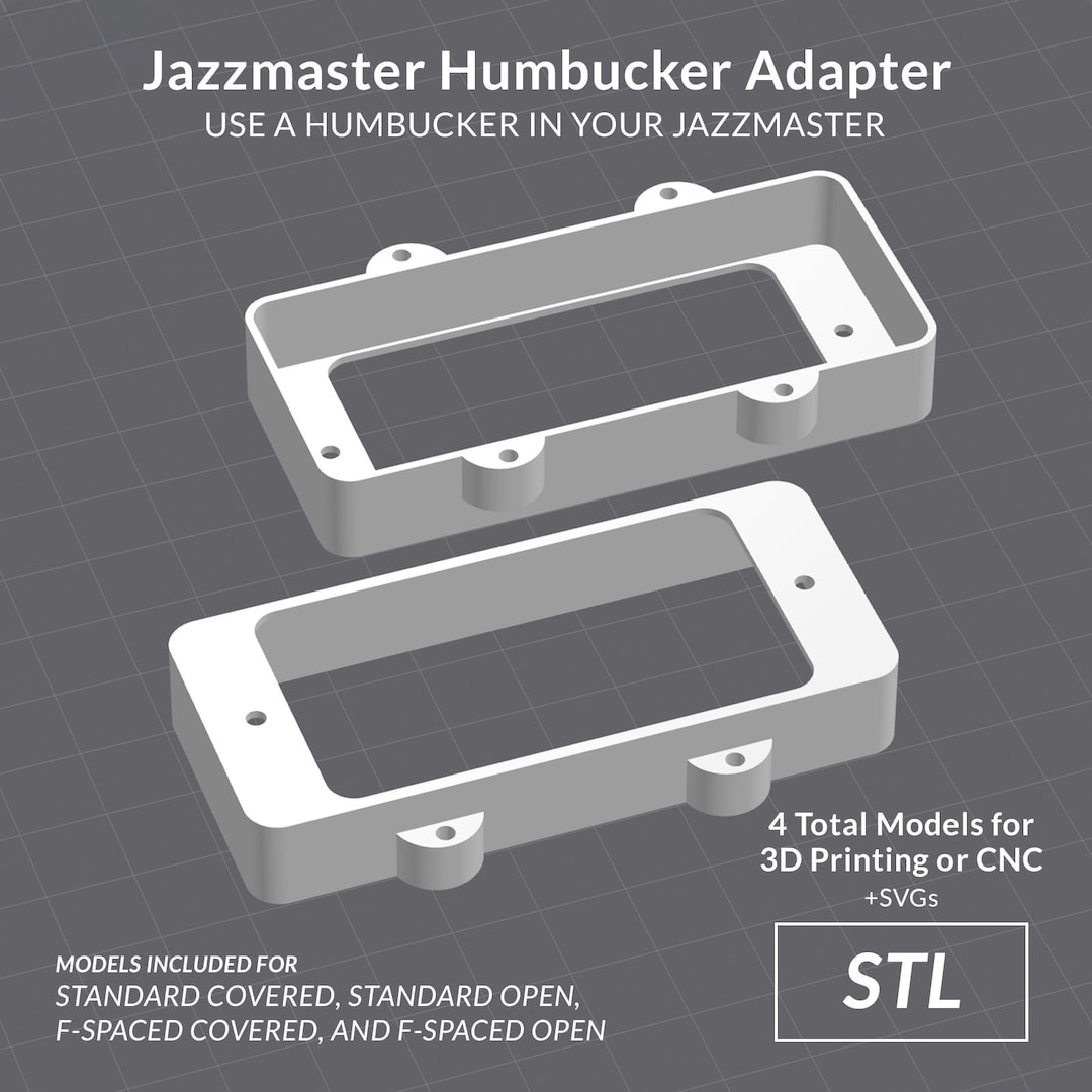 Jazzmaster Humbucker Adapter Pickup Cover CAD Models for 3D Printer ...