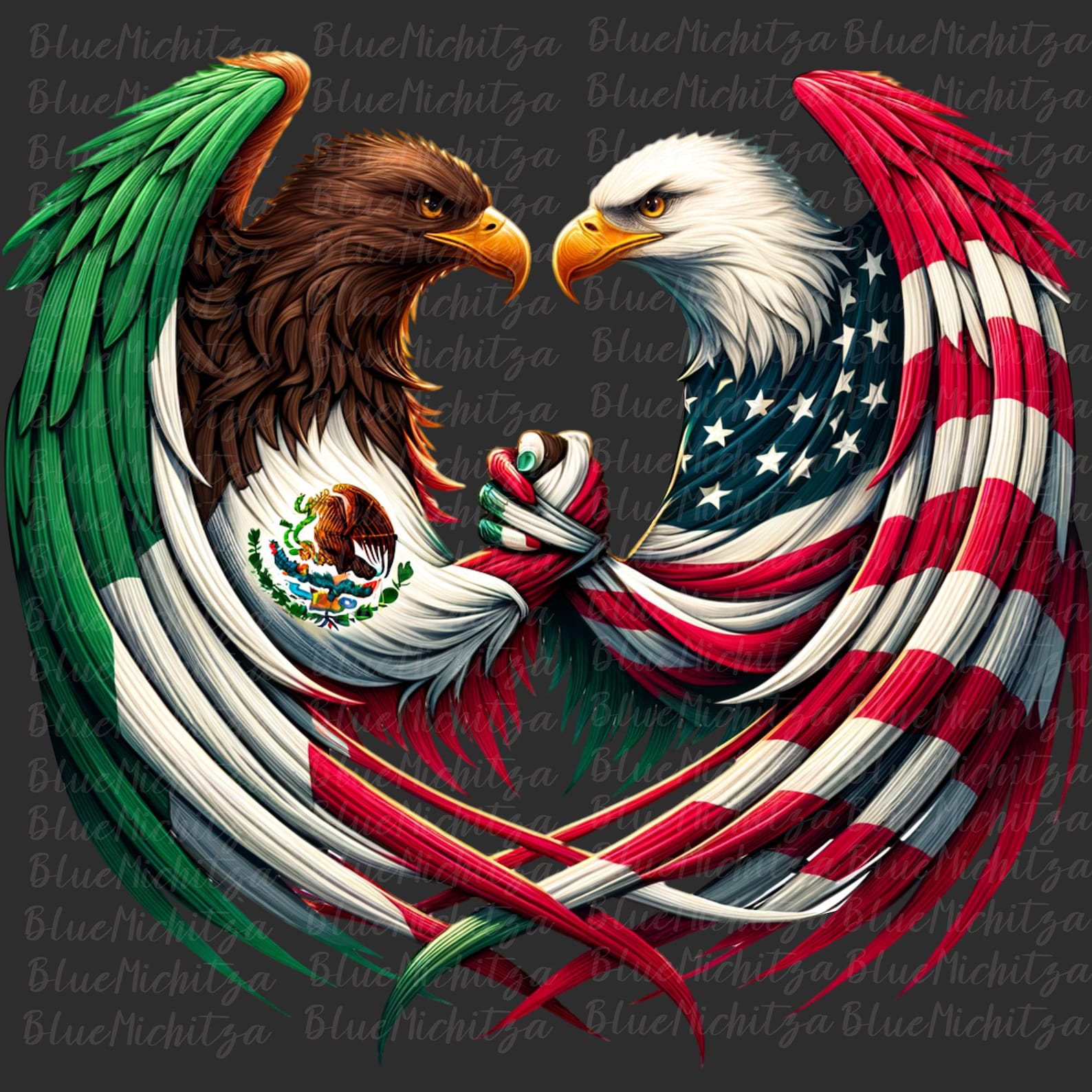 Mexico USA Eagles Flags Mexicanamerican Design File Download PNG ...