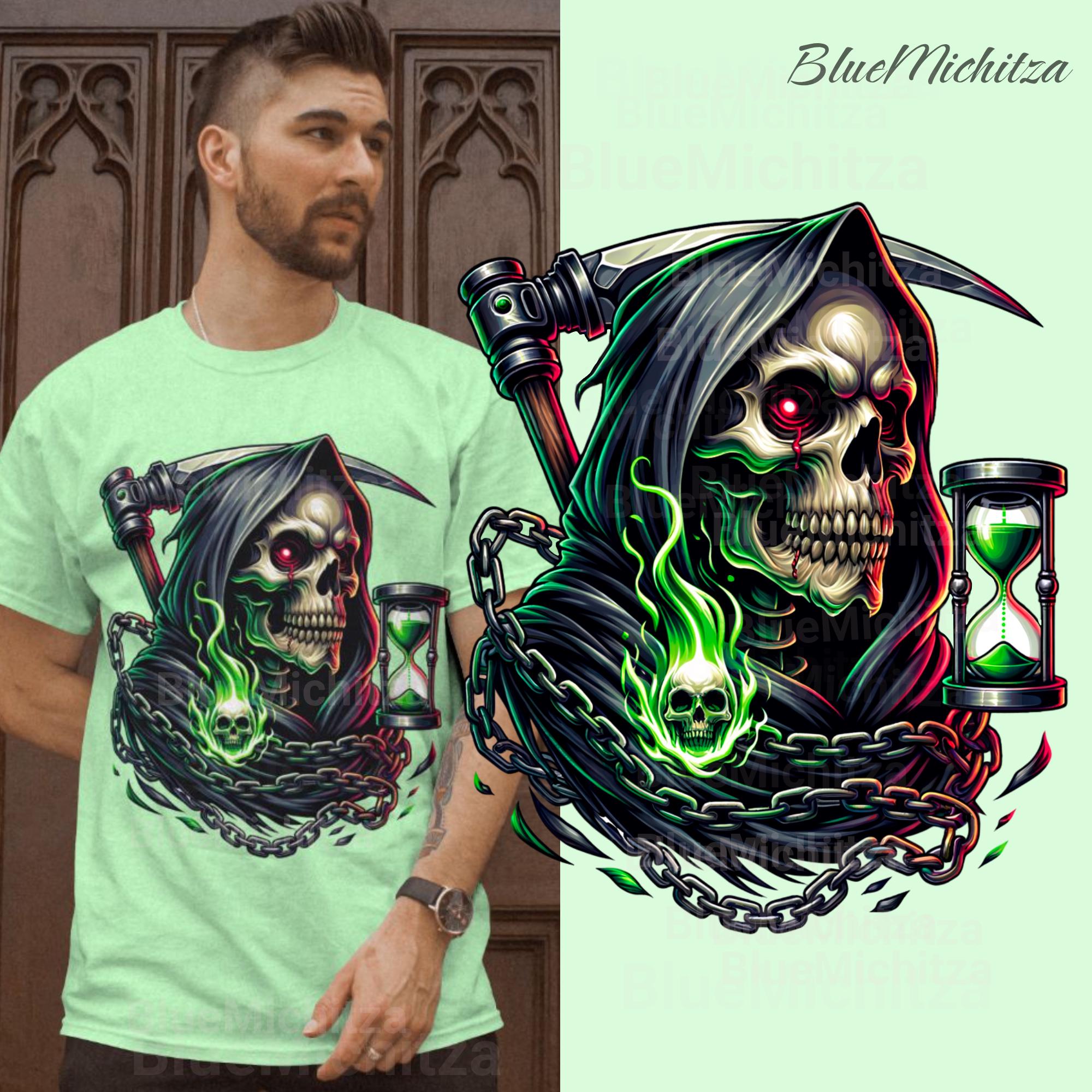 Grim Reaper Skull Art, Gothic Horror, Dark Fantasy Hourglass ...