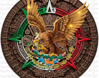 Gold Aztec Calendar Eagle Mexican Flag 16 15 Septiembre Png Cinco De ...