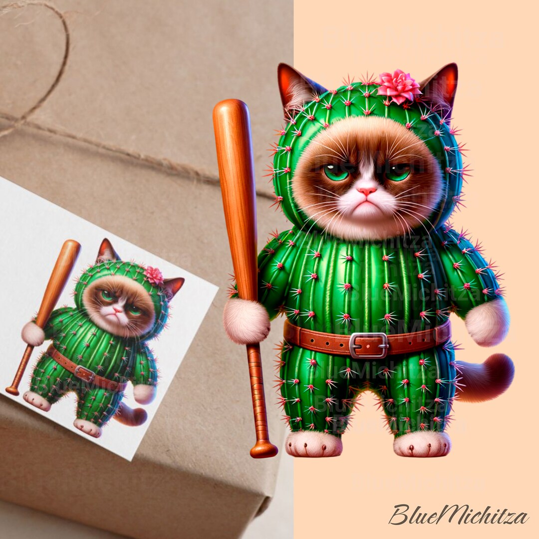 Cat Cactus Costume Clipart, High-resolution Transparent PNG for Sublimation, T-shirts, Mugs, DIY ...