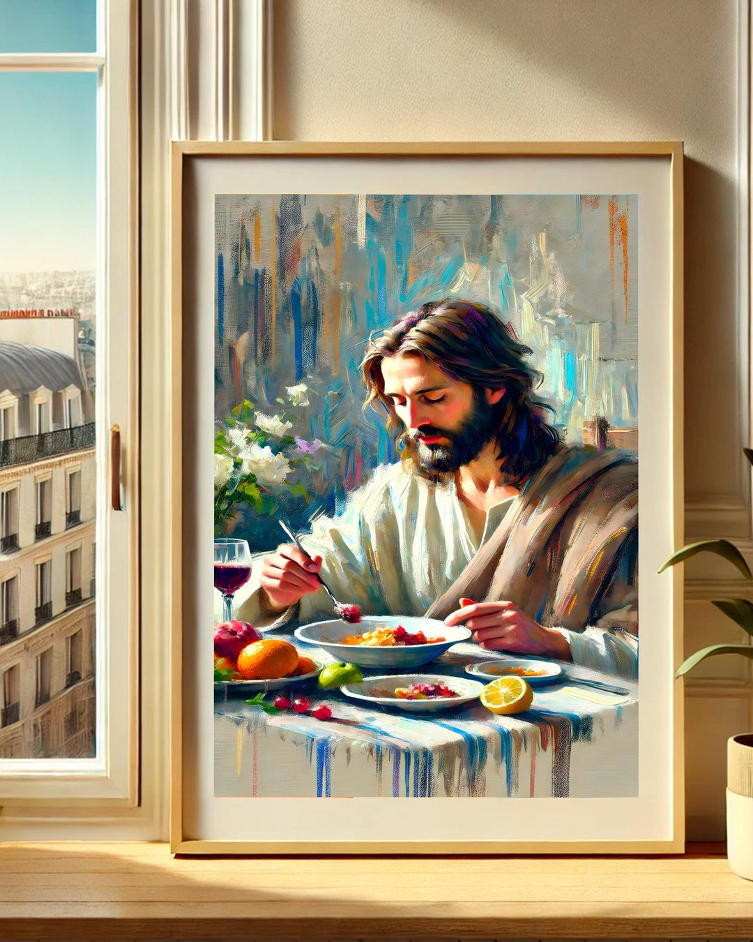 Jesus Dining Painting, Jesus Eating Painting, Jesus Portrait, Christ ...
