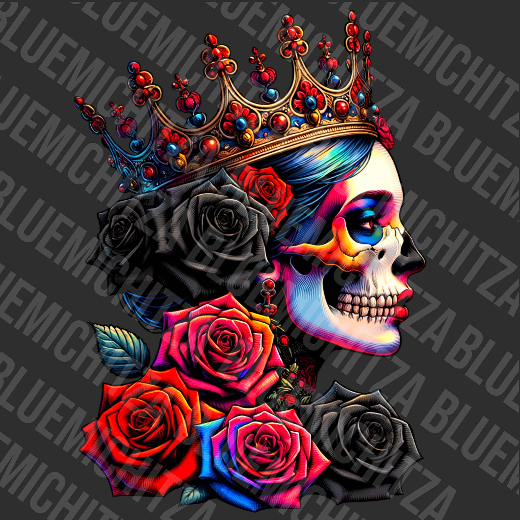 Queen Skull PNG, Regal Skull Design, for Sublimation, for Transfer ...
