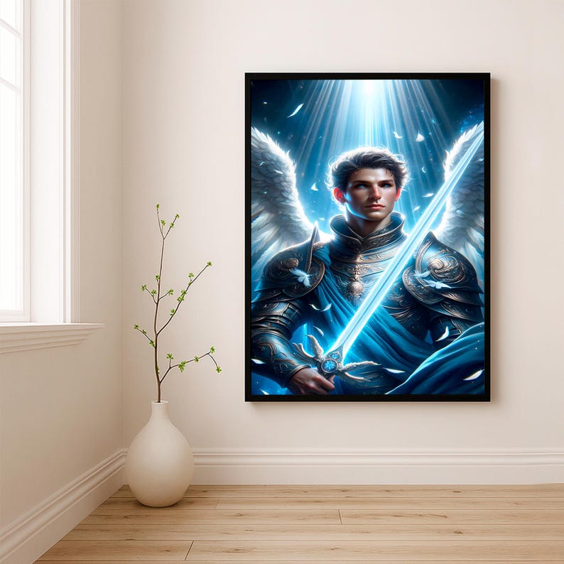 Archangel Gabriel, Art Print, Divine Messenger, Protector Angel Wall ...