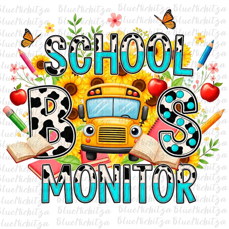 School Bus Monitor Png Sublimation, Back to School Png, School Bus Png ...