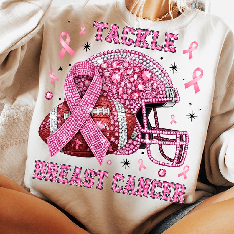 Gems Glitter Tackle Breat Cancer Png Football Pink Out Png Breast ...