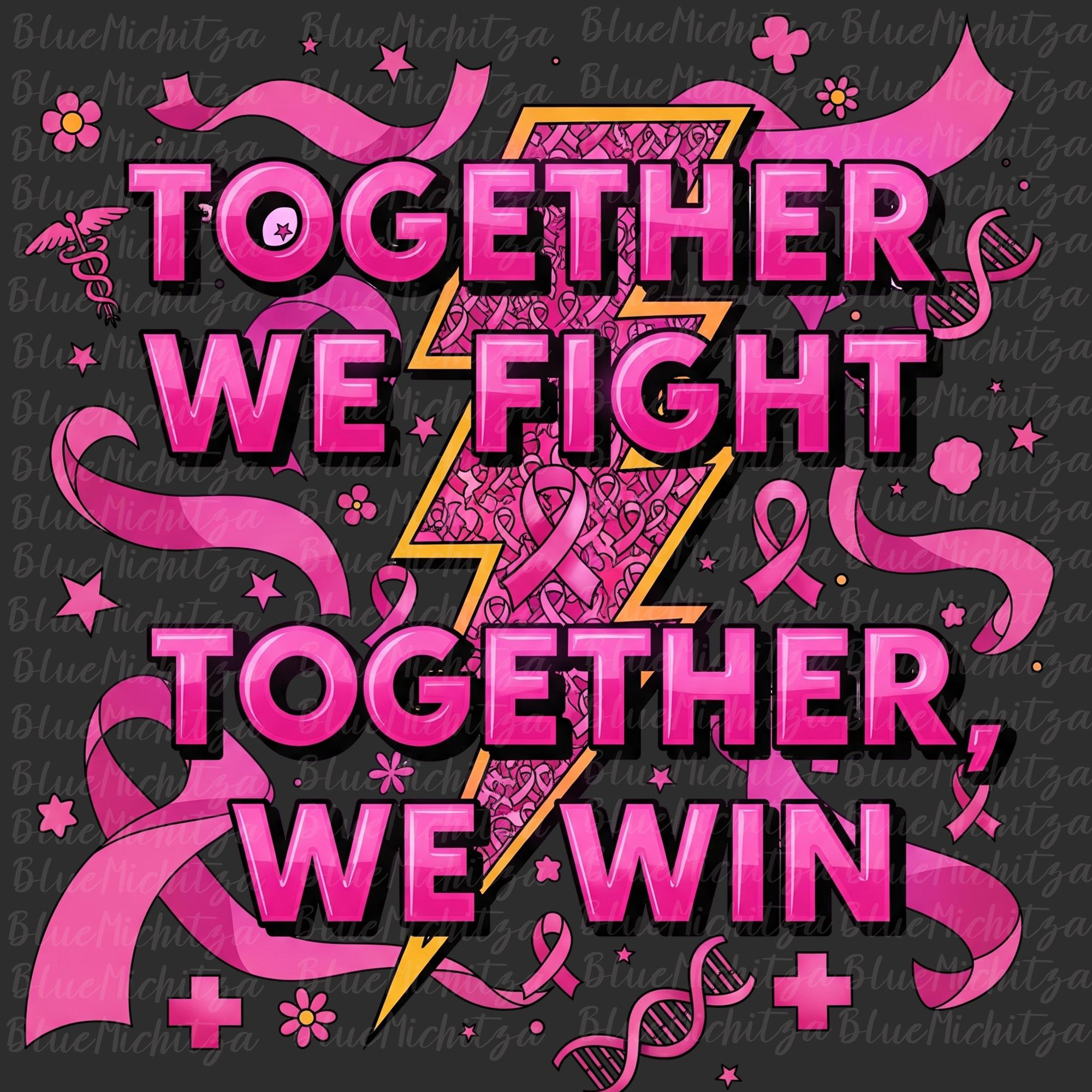 Preppy Breast Cancer We Fight Together Png in October We Wear Pink Png ...