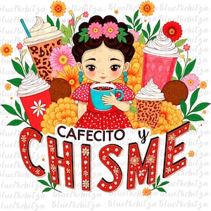 Cafecito Y Chisme Coffee Cups Png Latina Sublimation Design Mexico Png ...