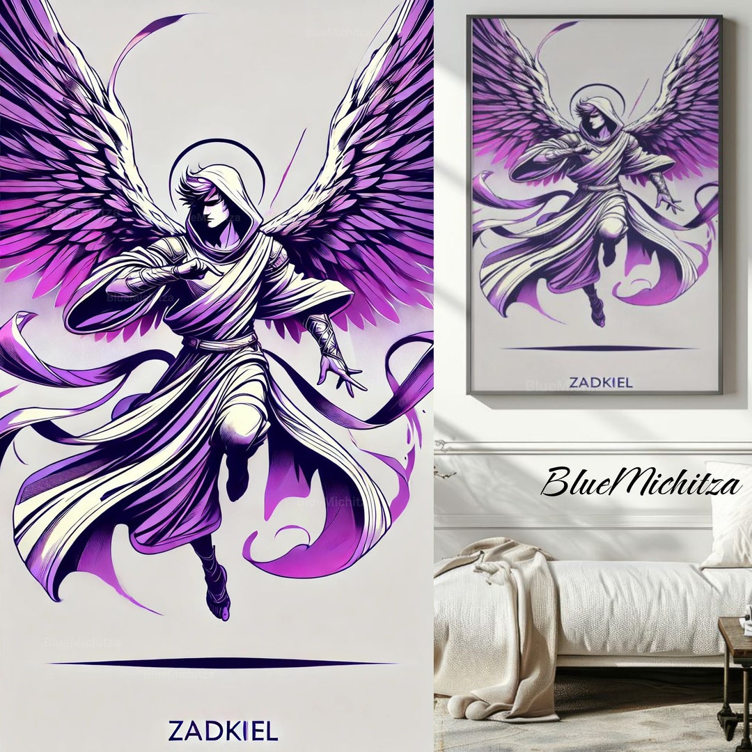 Archangel Zadkiel Wall Art, Art Printable – Divine Angelic Figure ...