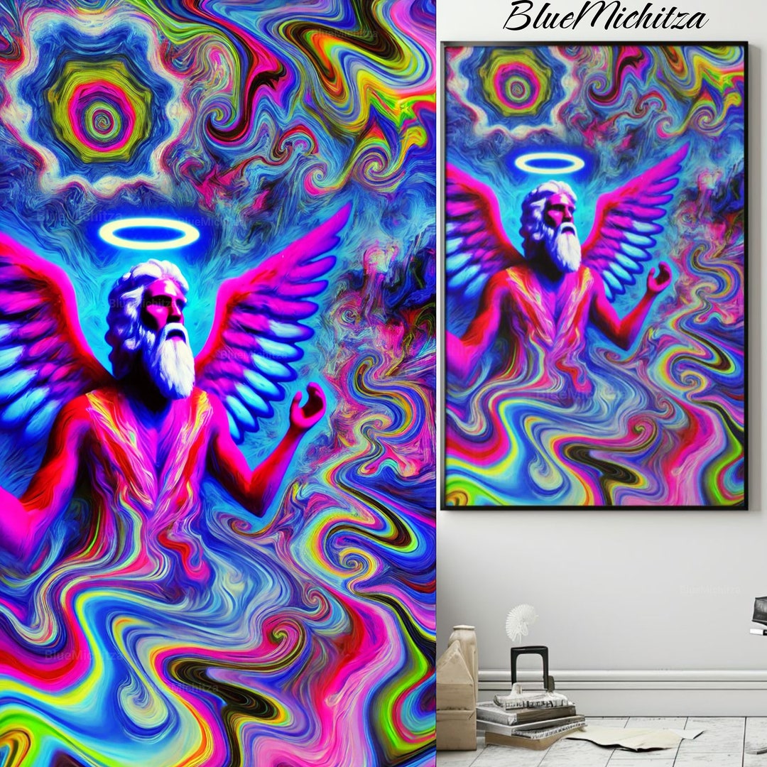 Archangel Uriel Wall Art, Art Print - Psychedelic Spiritual Wall Decor ...
