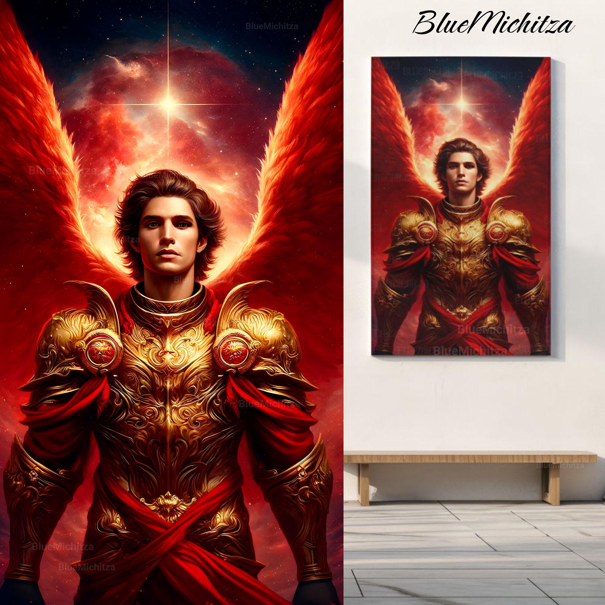 Archangel Uriel Wall Art, Celestial Protector and Light Bringer for ...