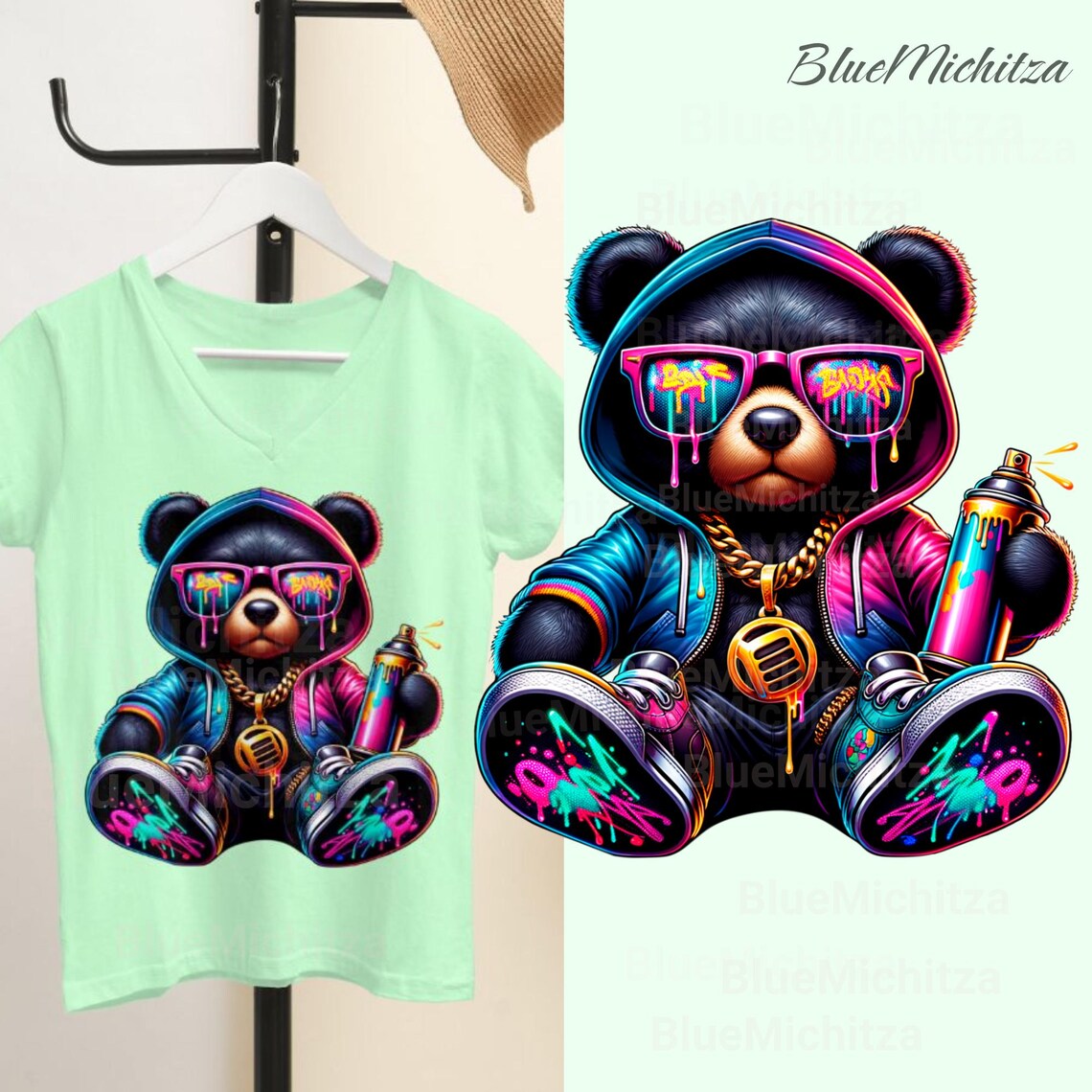 Urban Neon Hip Hop Rapper Teddy Bear, Streetwear Teddy, Graffiti Teddy ...