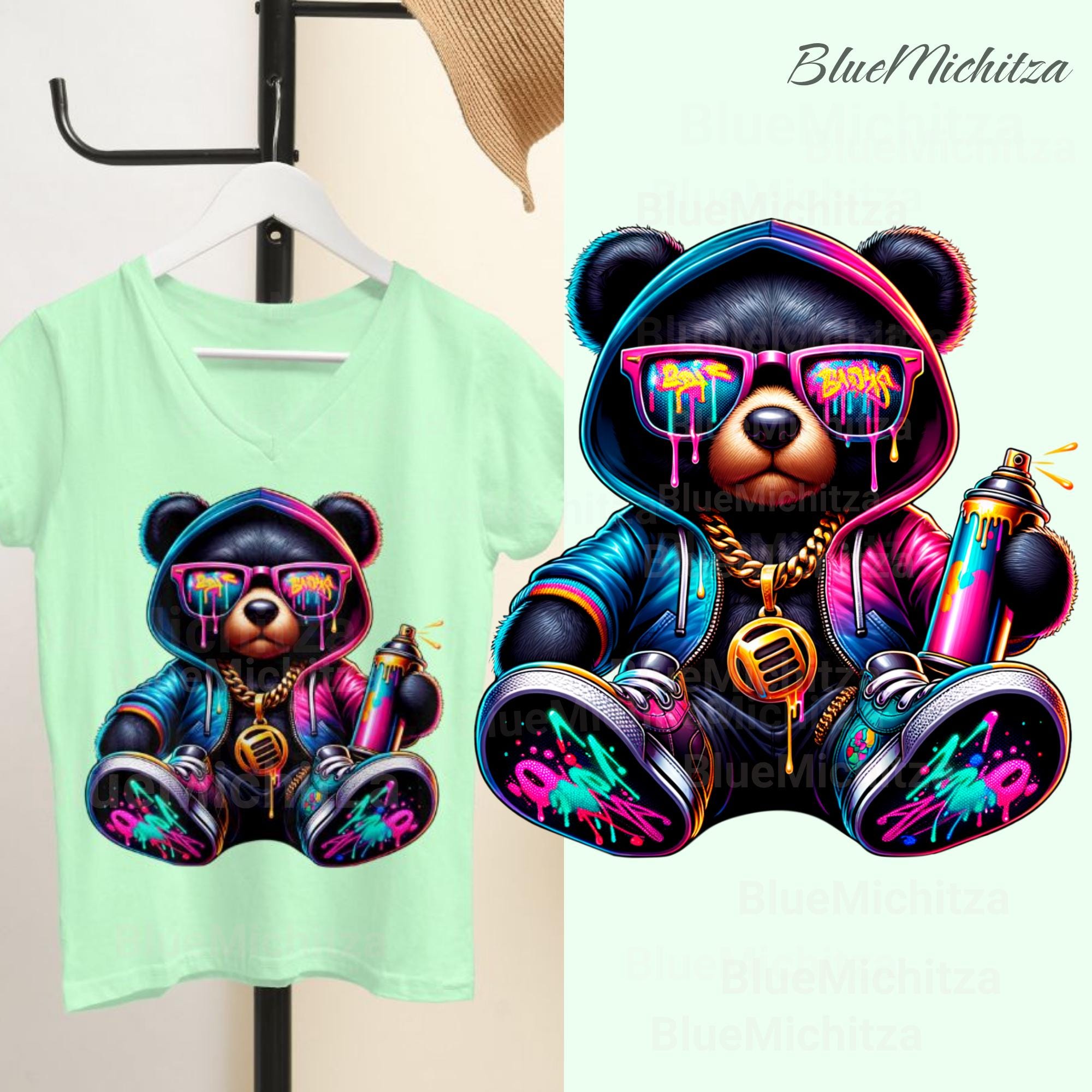 Urban Neon Hip Hop Rapper Teddy Bear, Streetwear Teddy, Graffiti Teddy ...