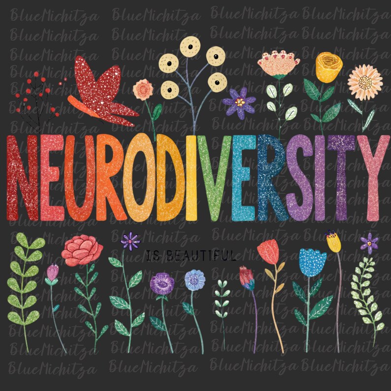 Neurodiversity is Beautiful Png Rainbow Glitter Autism PNG Proud Autism ...