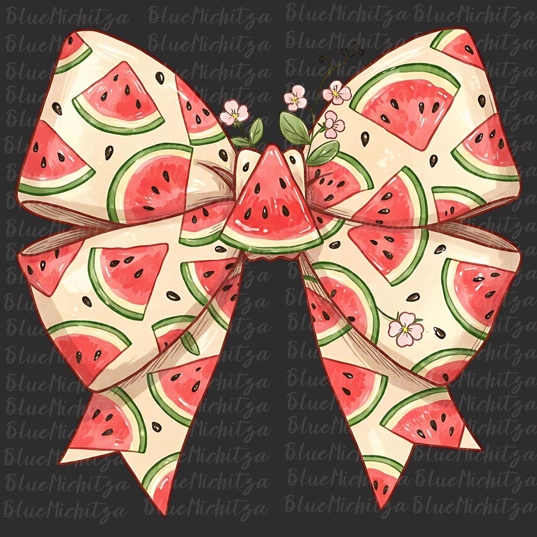Watermelon PNG Coquette Bow PNG Preppy Summer PNG Watermelon Clip Art ...