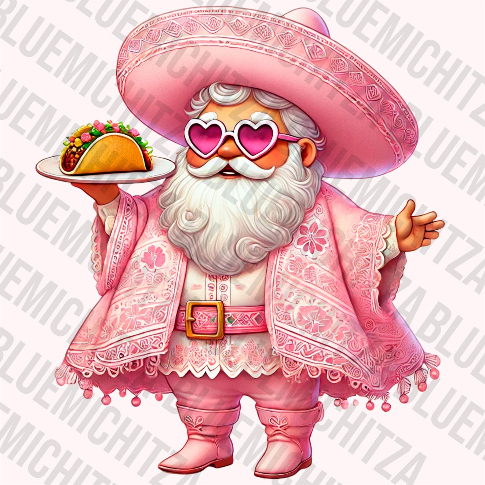 Pink Mexican Santa PNG, Mexican Christmas Clipart Feliz Navidad ...
