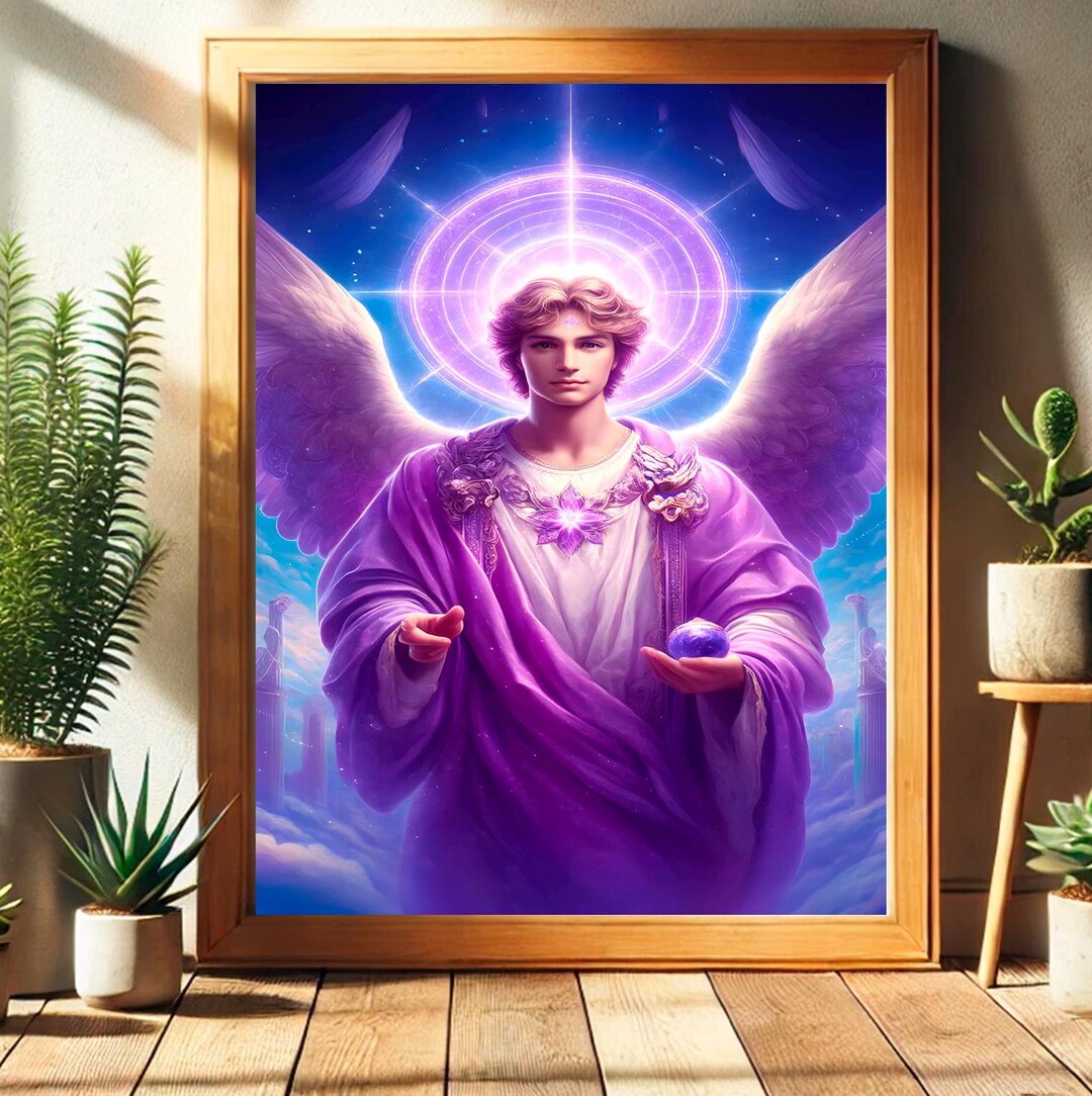 Archangel Metatron Wall Art, Celestial Angel With Sacred Geometry in ...