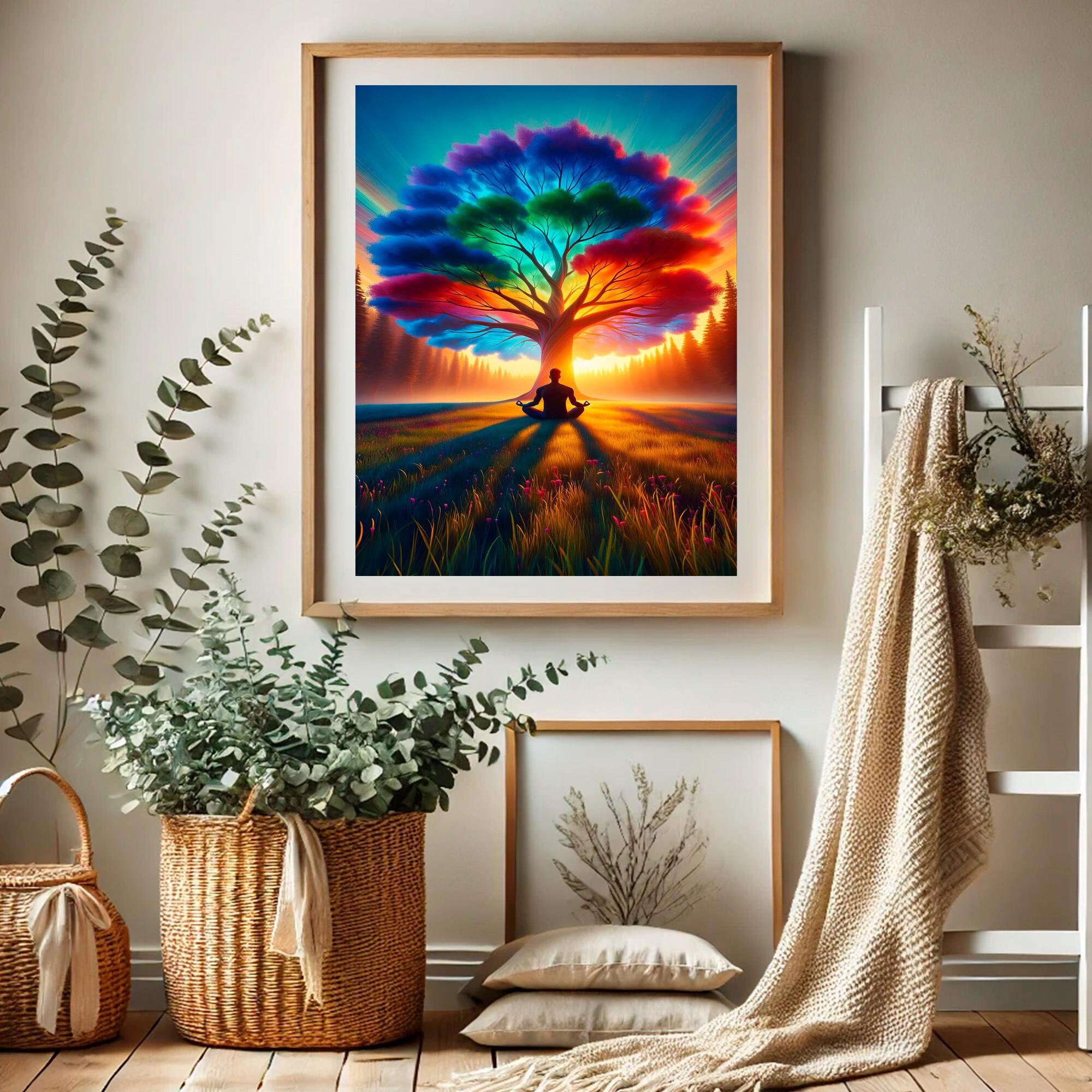 Colorful Tree of Life Wall Art, Vibrant Rainbow Tree Printable ...