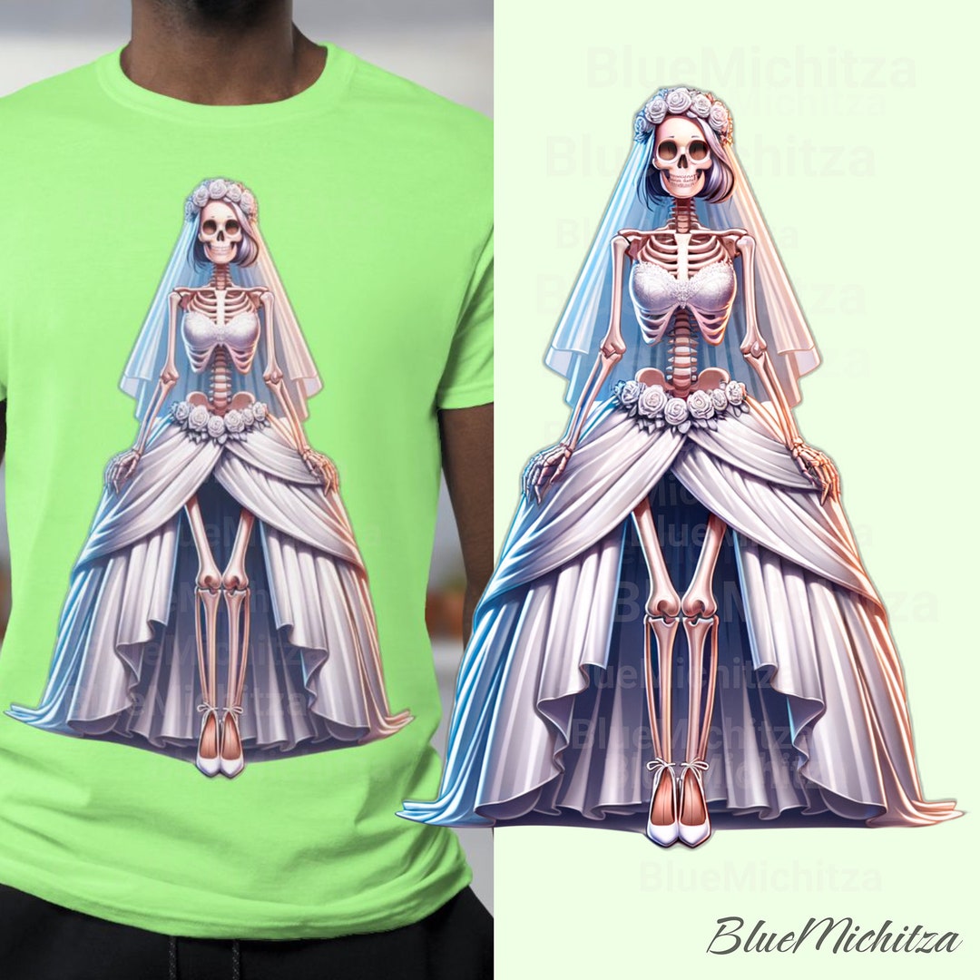 Gothic Bride Skull, Elegant Skeleton Bride PNG for Sublimation, Gothic ...