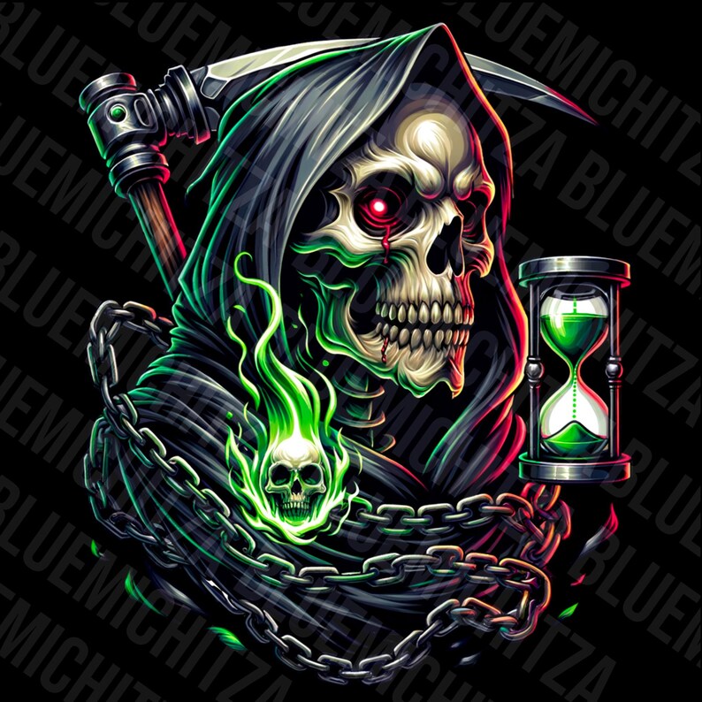 Grim Reaper Skull Art, Gothic Horror, Dark Fantasy Hourglass ...