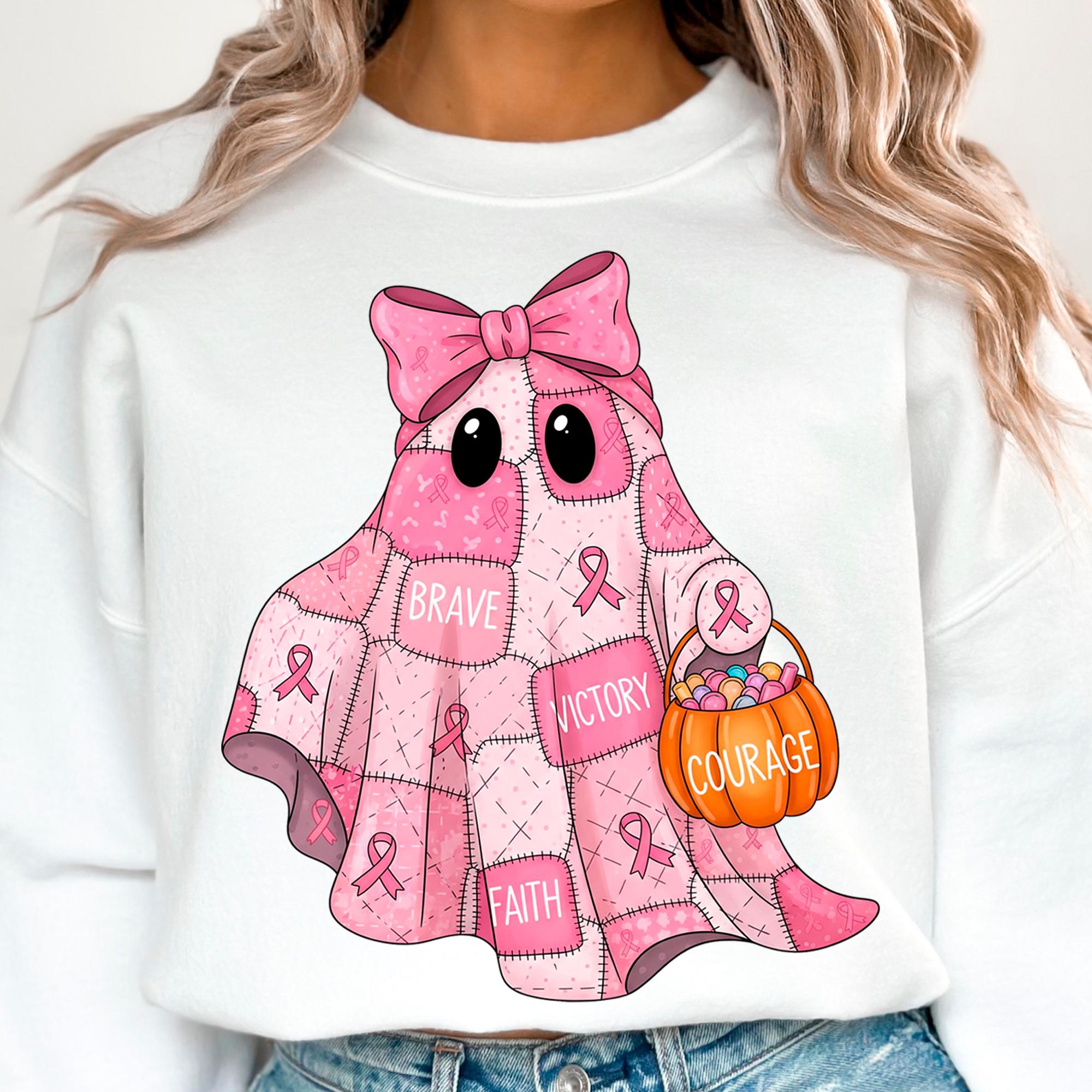 Pink Trendy Breast Cancer Awareness Ghost PNG Positive Affirmations ...