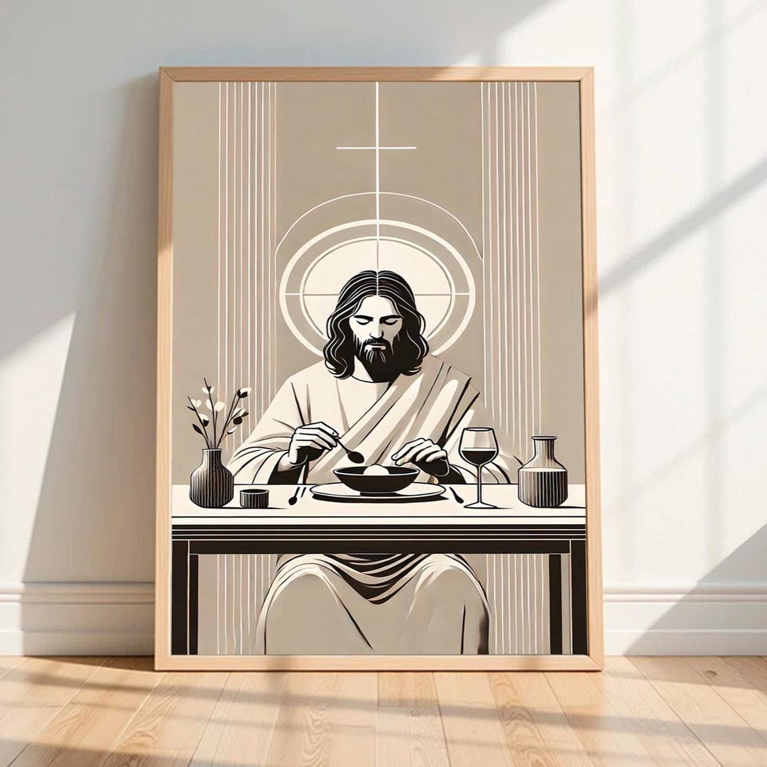 Jesus Eating Art Print, Modern Jesus Artwork, Contemporary Religious ...