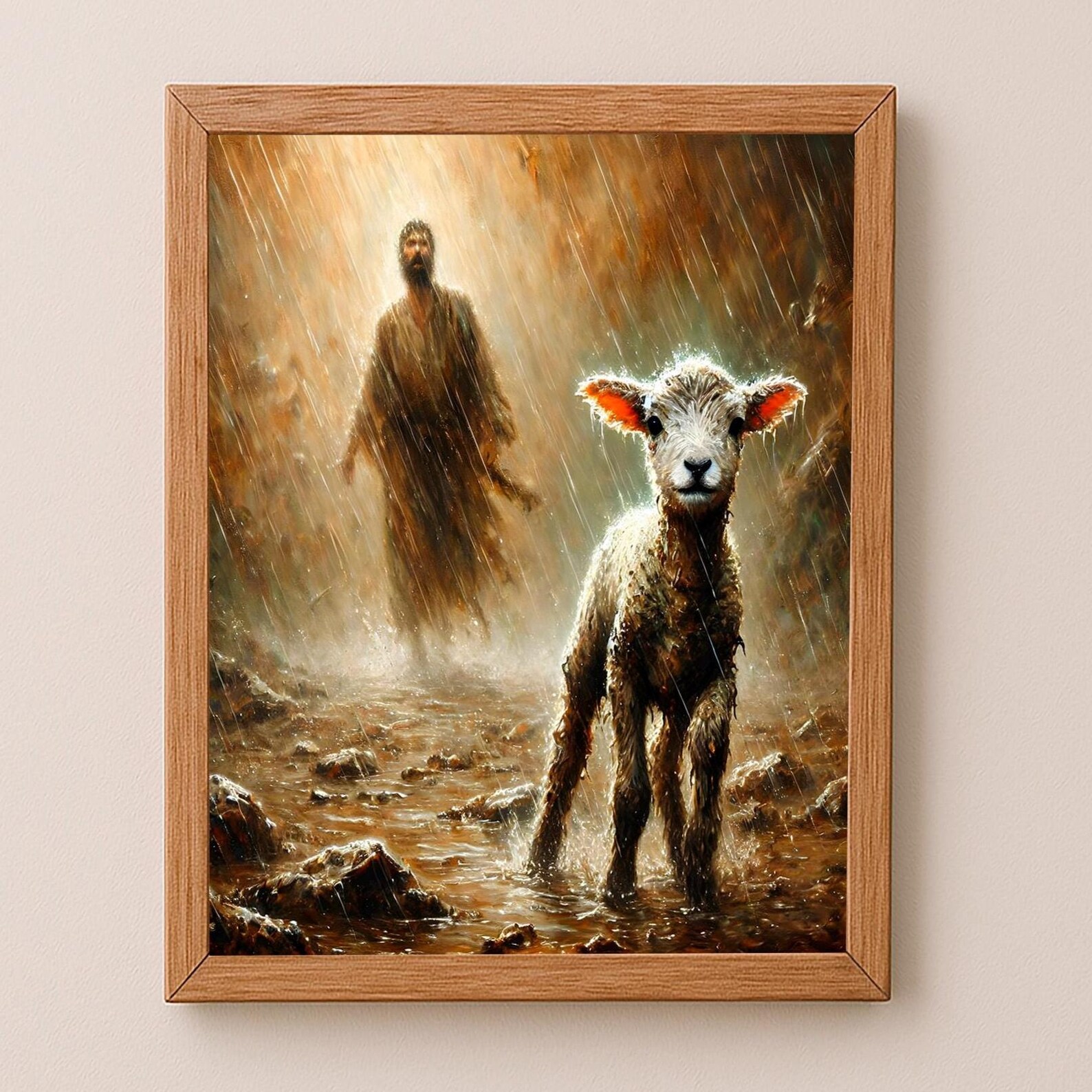 Lost Lamb Art DIGITAL DOWNLOAD FILE, Jesus Running After a Lost Lamb ...