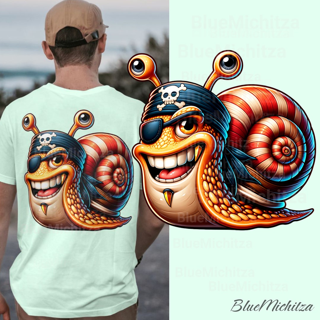 Sublimation Pirate Snail PNG for Shirts, Mugs, DIY Crafts, High-quality ...