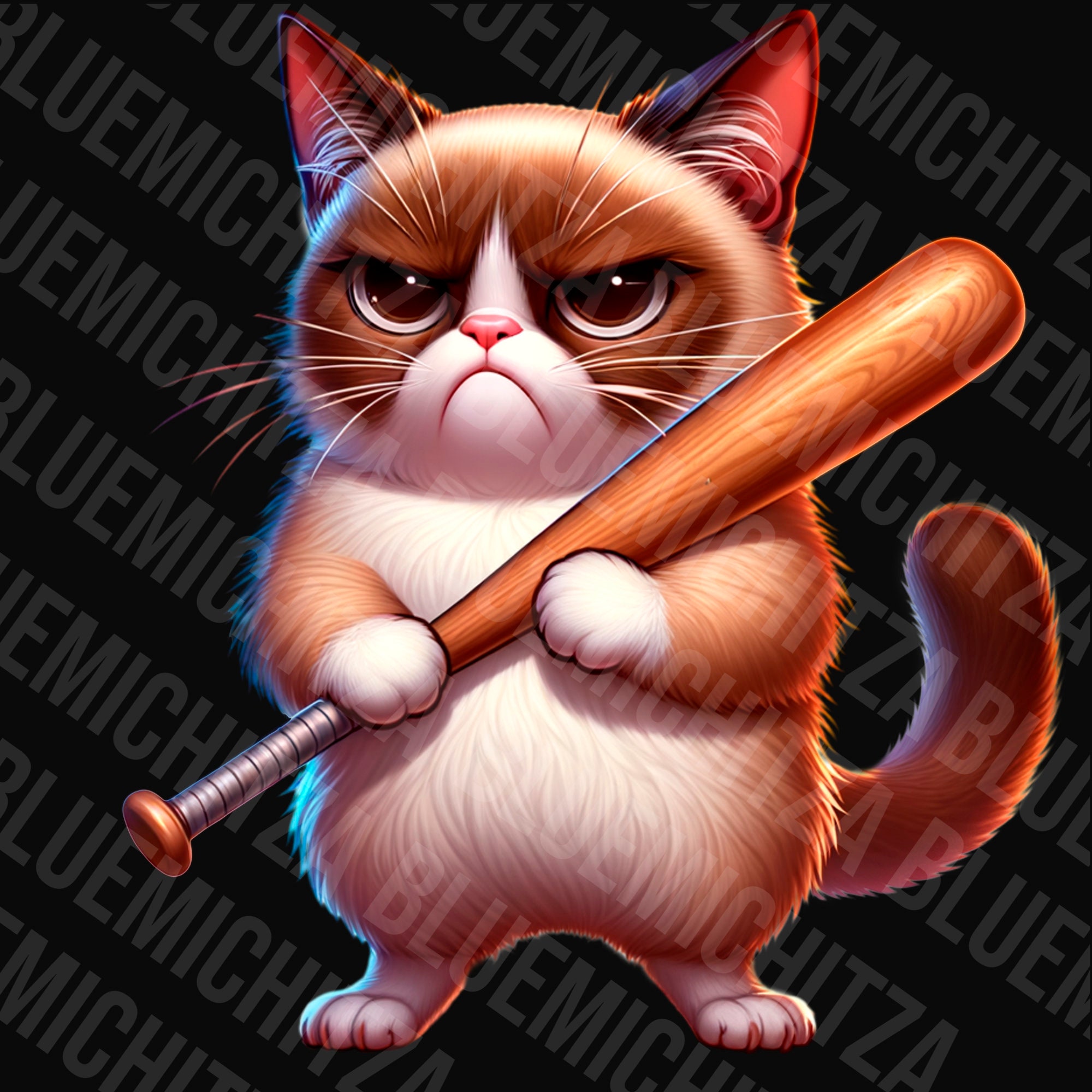 Cartoon Cat With Bat PNG for Sublimation, DTF Prints, Cricut Clipart ...