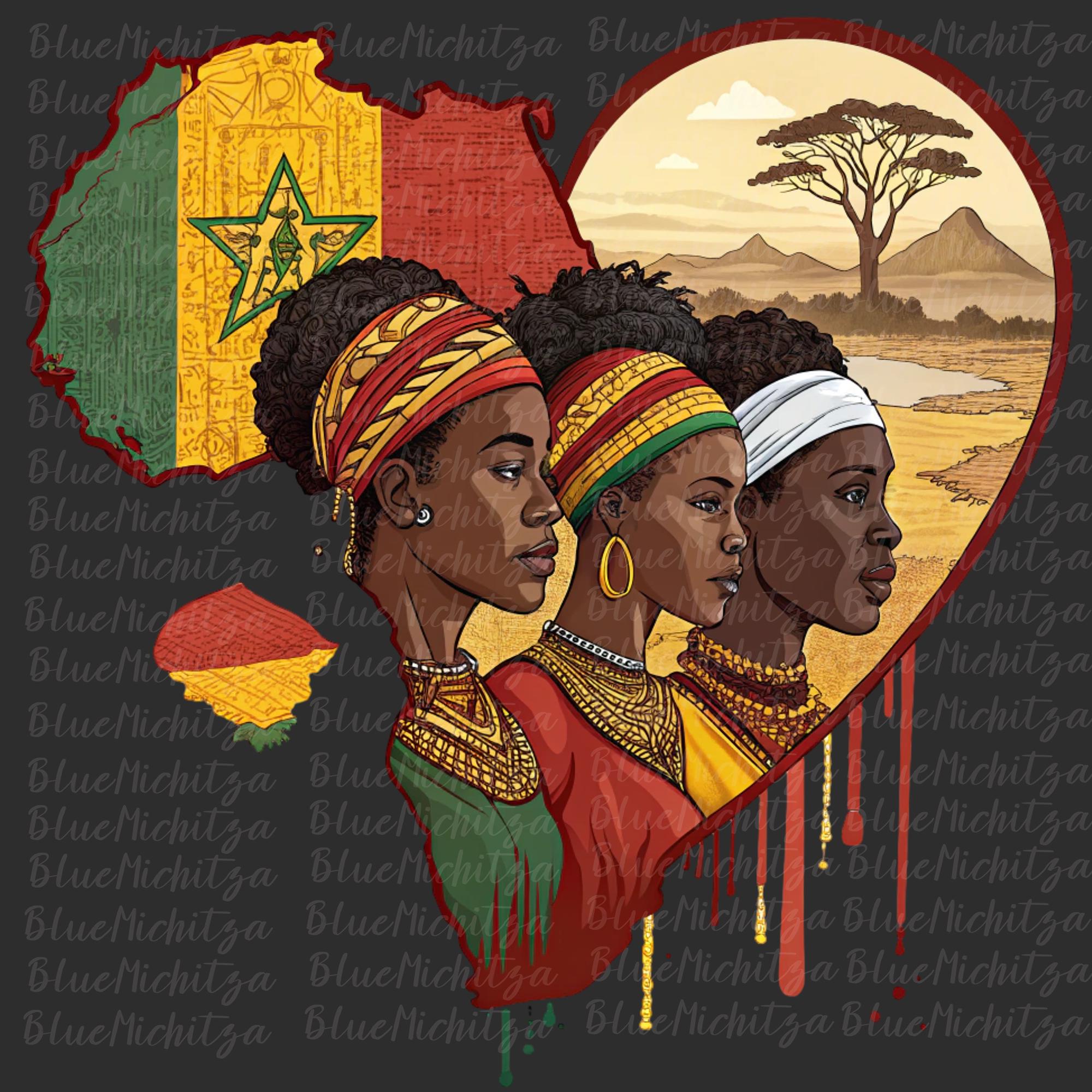 Juneteenth Designs Png Black Woman African Map Heart PNG Black Queen ...
