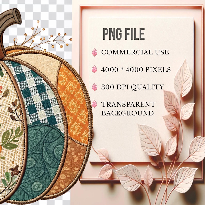Trendy Preppy Fall Pumpkin Patchwork Realistic 3d Design Png Floral ...