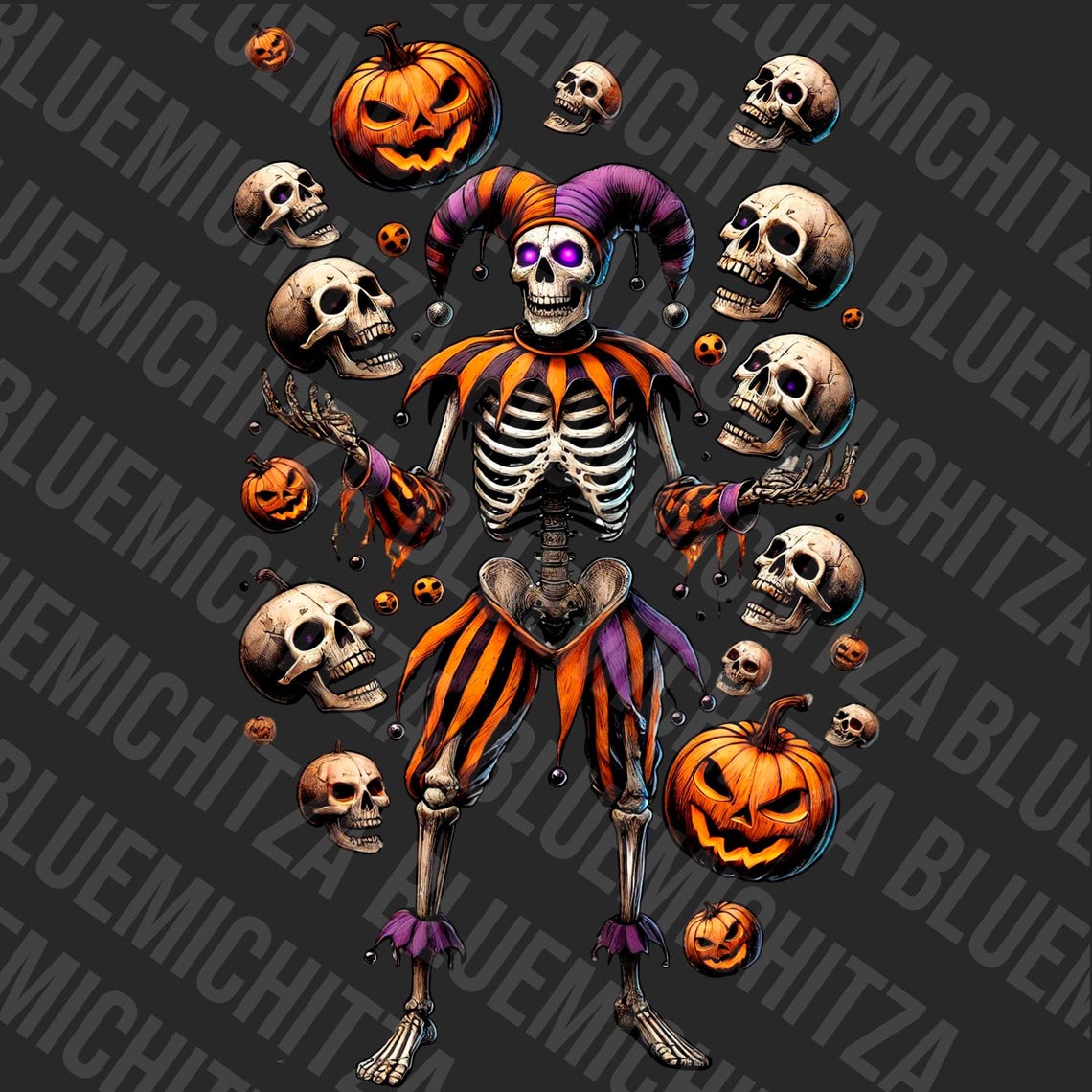 Halloween Jester Skeleton PNG, Pumpkin Clip Art (digital Download) - Etsy