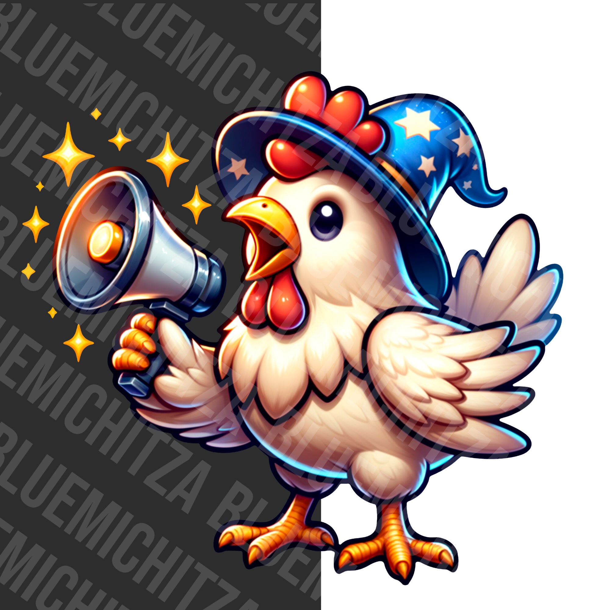 Wizard Chicken With Megaphone PNG for Sublimate, DTG Printing, for ...
