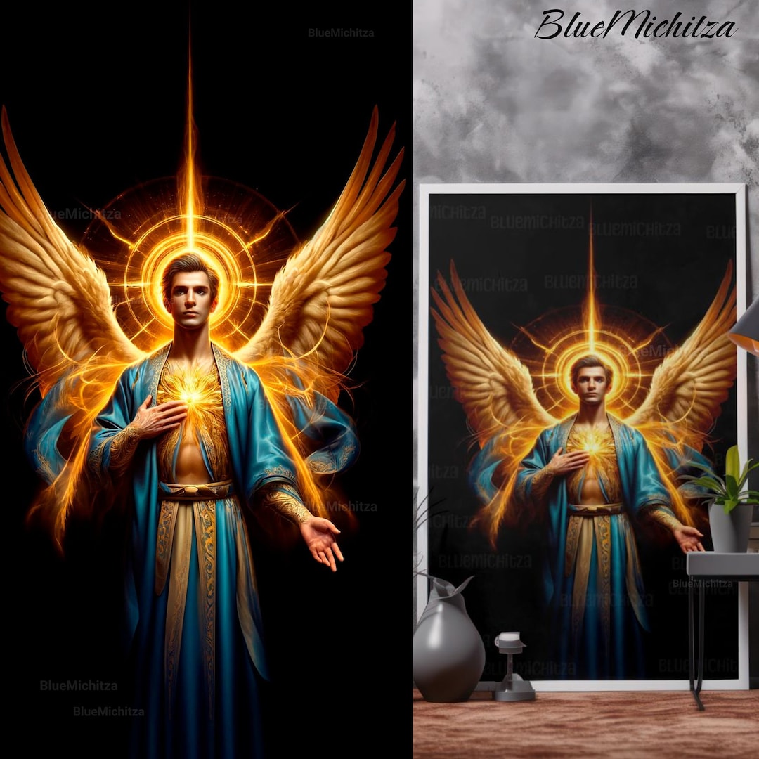 Archangel Raziel Art for Printing, Spiritual Guardian, Celestial Wisdom ...