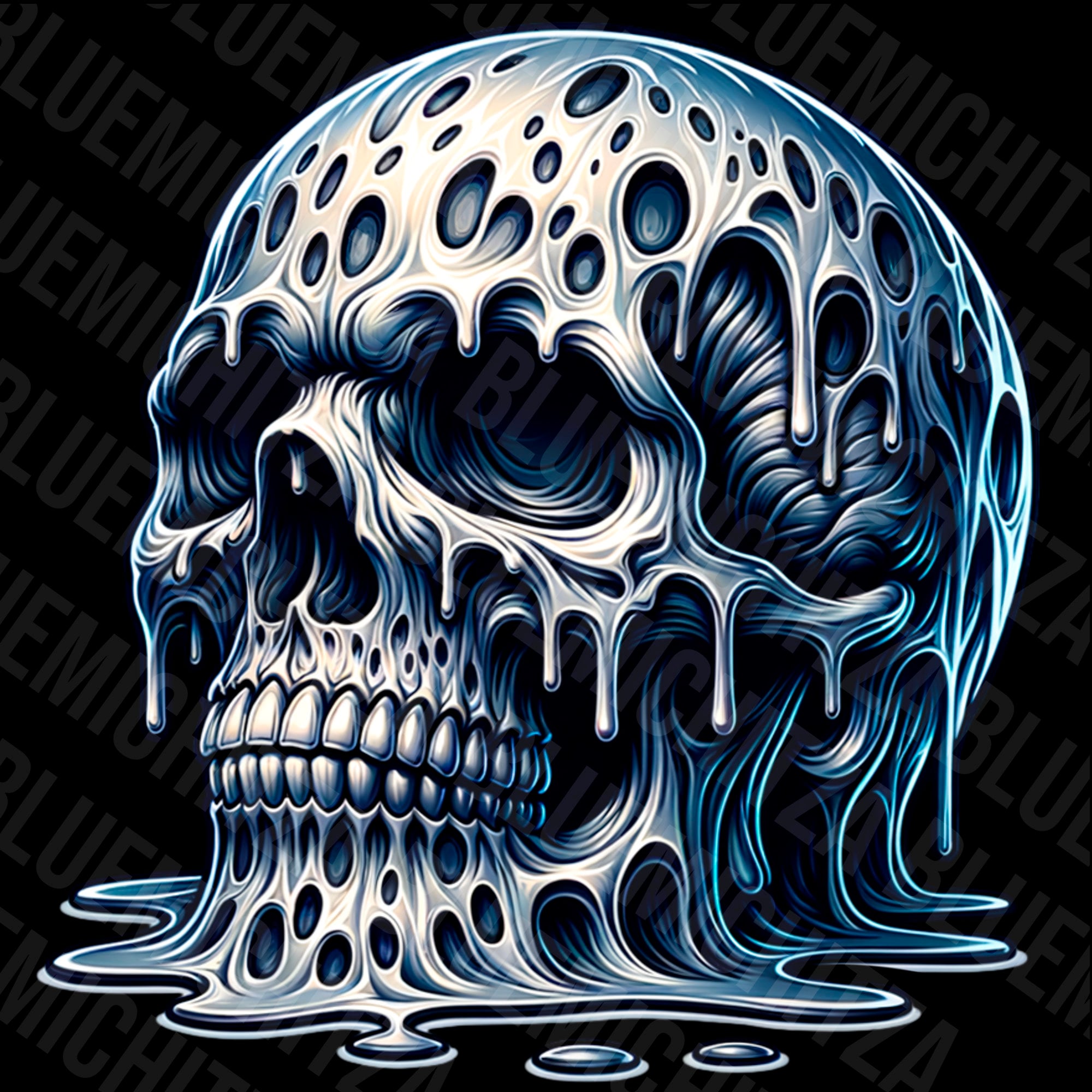 Melting Skull PNG for Sublimation, DTG, Vinyl Decals, Gothic Tattoo ...