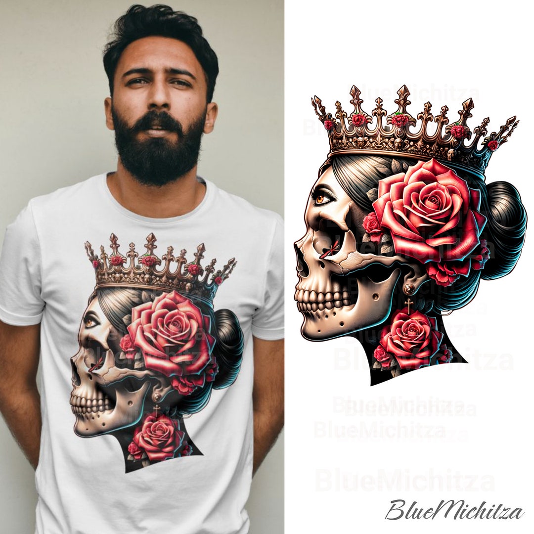 Royal Skull, Regal Skull PNG for Sublimation, DTG, Gothic Rose Crowned ...