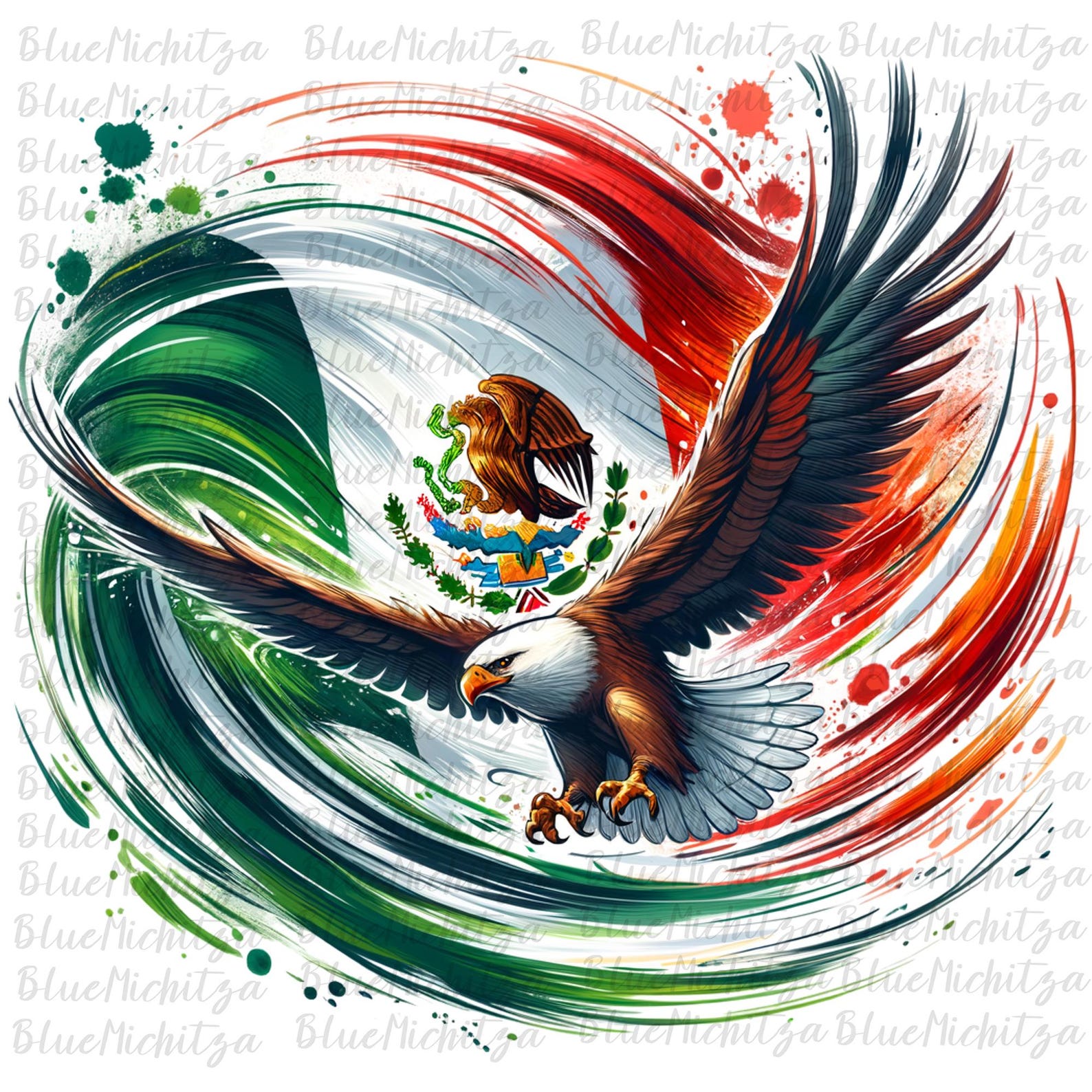 Mexican Flag Eagle PNG Mexico Clipart Sublimation Tshirt Design, Patriotic Png Mexico Eagle Clip ...