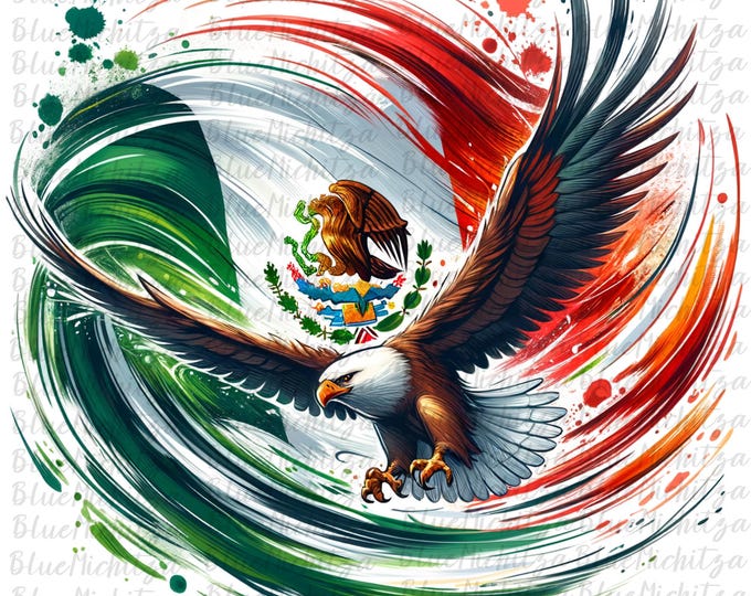 Mexican Flag Eagle PNG Mexico Clipart Sublimation Tshirt Design ...