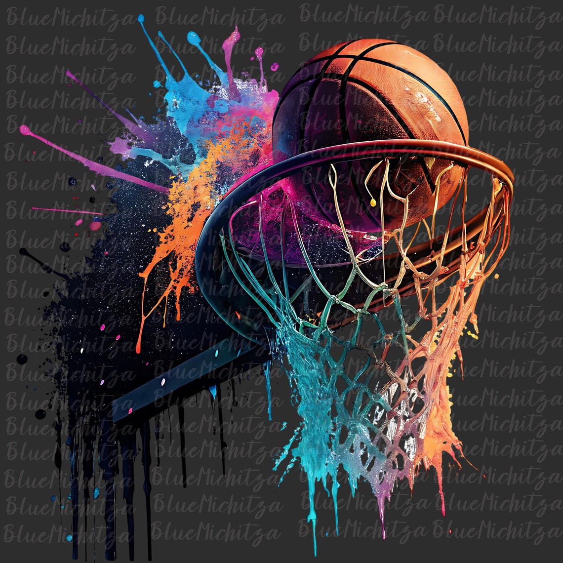 Basketball Drip PNG Neon Graffiti Basketball Drip PNG Basketball T ...