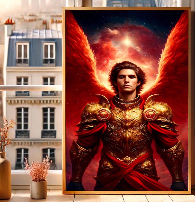 Archangel Uriel Wall Art, Celestial Protector and Light Bringer for ...