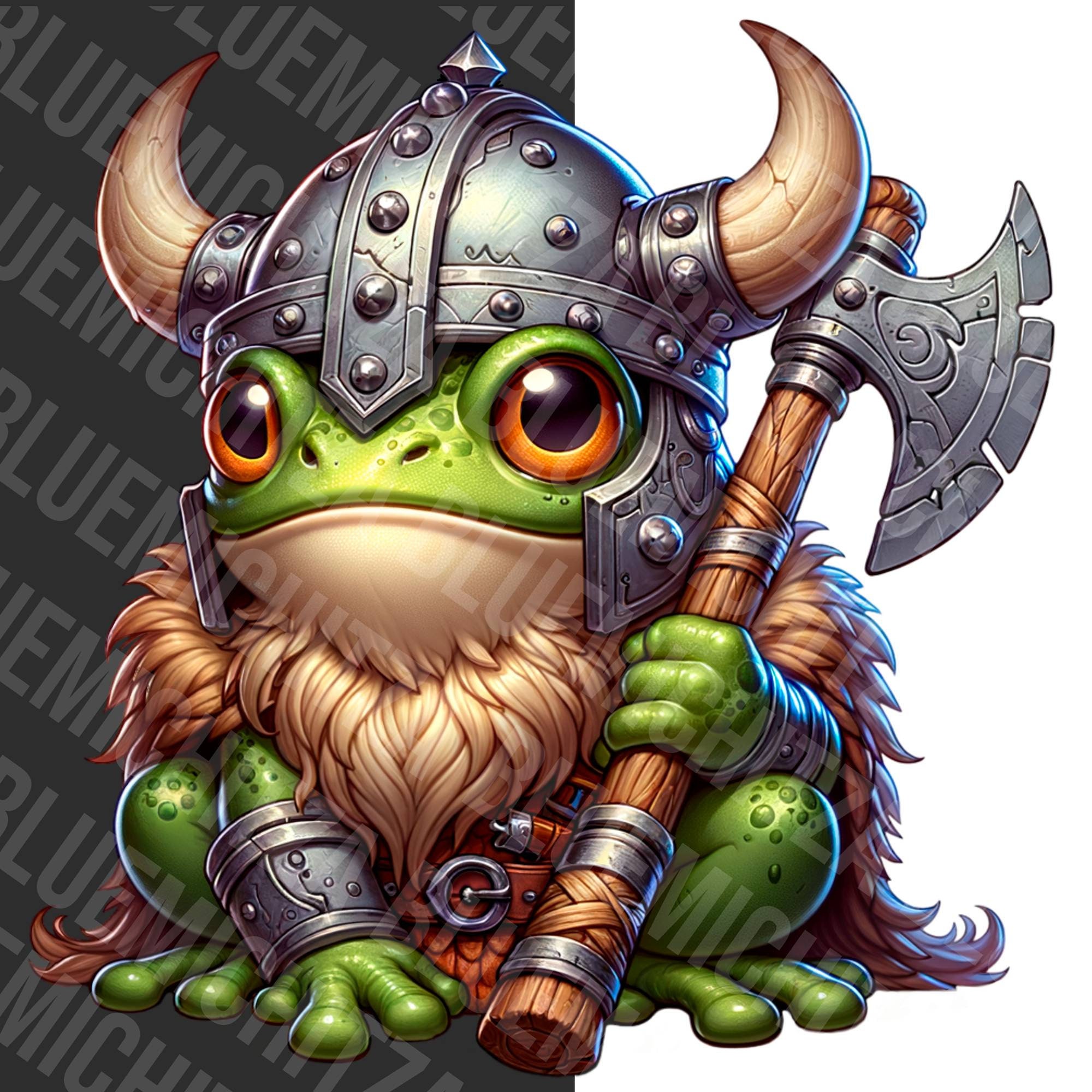 Frog Viking Warrior PNG for Sublimation & Shirt Design Battle-ready ...