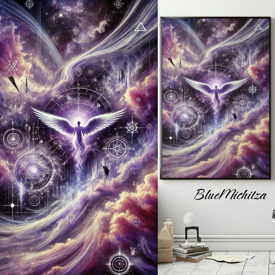 Archangel Zadkiel Wall Art, Mystical Angel Print, Cosmic Angel Decor ...