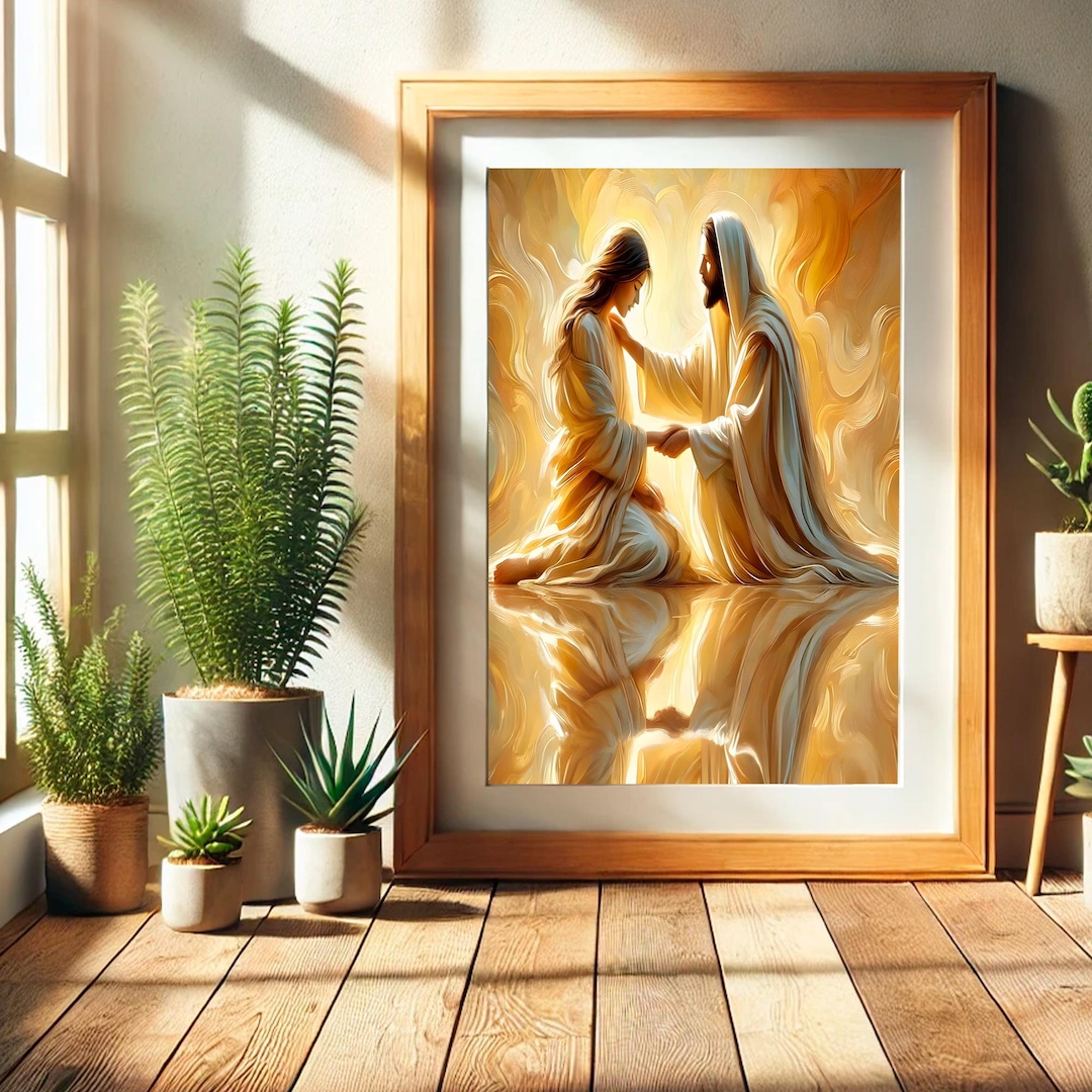 Jesus Heals A Sick Woman, Christ Savior Art, Jesus Watercolor, LDS ...